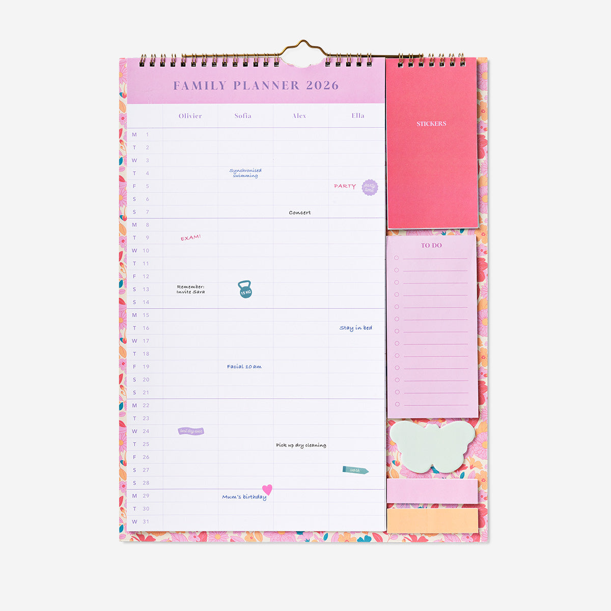 CALENDAR FAMILY PLANNER WALL 2026 W. STICKERS EN | Flying Tiger Türkiye
