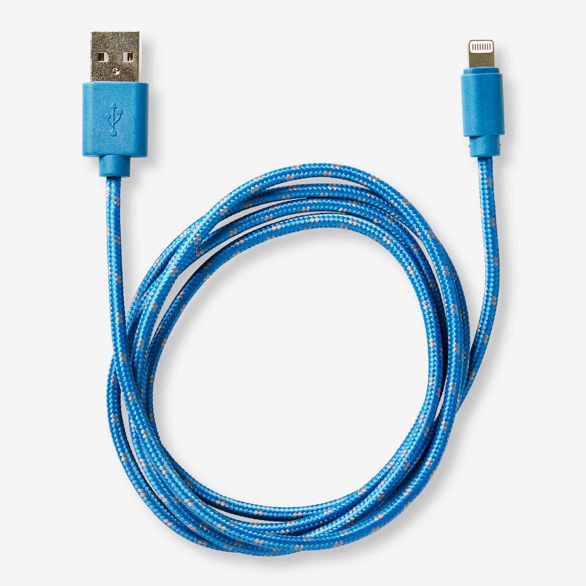 CHARGING CABLE 1.2M LIGHTNING FABRIC BLUE/GREY | Flying Tiger Türkiye